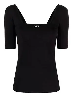 OFF-WHITE Off-White Logo-Print Square Neck T-Shirt