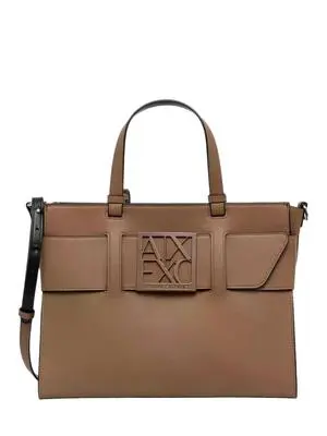 Armani Exchange Logo Plaque Tote Bag - Brown