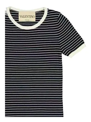 Valentino Garavani Striped Knit T-shirt - Blue