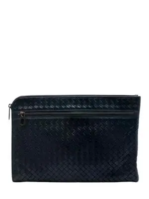 Bottega Veneta Woven Nappa Leather Clutch Bag - Blue