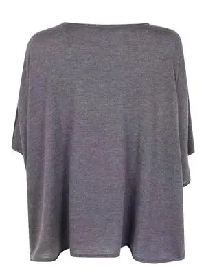 WHYCI Floral Embroidered Wool Cape - Grey