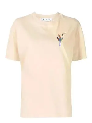 Off-White Logo Print Cotton T-shirt - Yellow