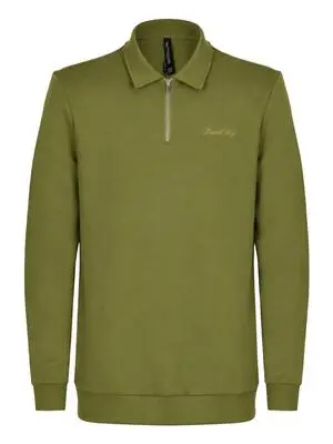 DAVID WEJ Enzo Cotton Zip Polo - Green