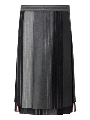 Thom Browne Banker Stripe Flannel Pleated Skirt - Grey