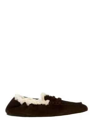 Miu Miu Miu Miu Suede Loafers With Logo Detail Brown