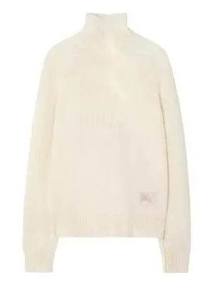 Burberry Cashmere Turtleneck Sweater With Knight Motif - Neutrals