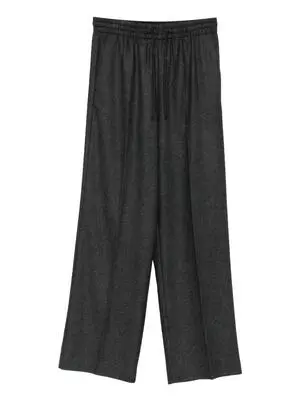 OTTOD'AME Drawstring Waist Pressed Crease Wide Leg Trousers - Grey