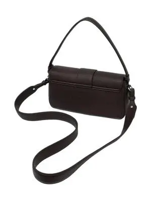 Armani Exchange Logo Plaque Pebbled Shoulder Bag - Brown