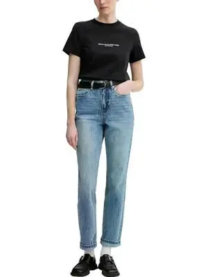 ISABELLE BLANCHE Slogan Print Crew Neck T-shirt - Black