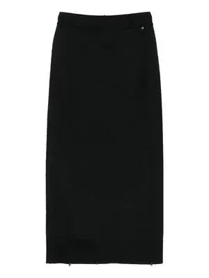 OTTOD'AME Fine-knit Midi Skirt With Slit Detail - Black