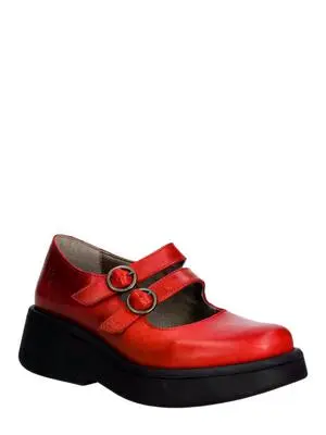Fly London Buckle-strap Platform Shoes - Red