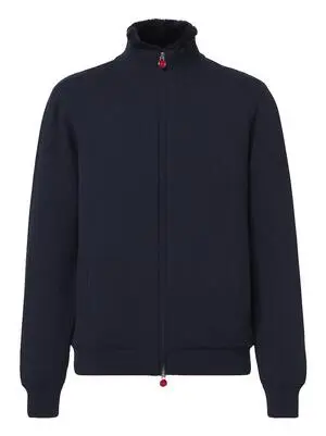 Kiton Shearling-lined Cashmere Zip-up Cardigan - Blue