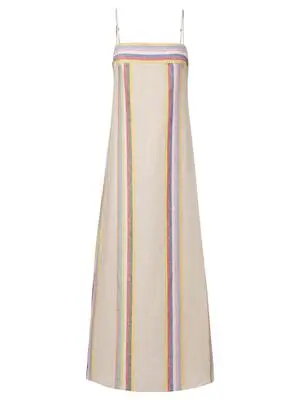 Staud Laura Striped Linen Maxi Dress - Multicoloured