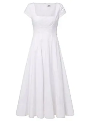 Staud Wells Cotton Poplin Midi Dress - White