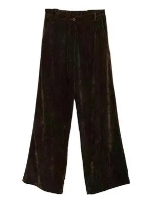 VIRGINIA BIZZI Corduroy-effect Wide-leg Trousers - Brown