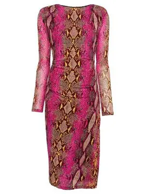 Diane Von Furstenberg Darrius Snake-print Midi Dress - Pink