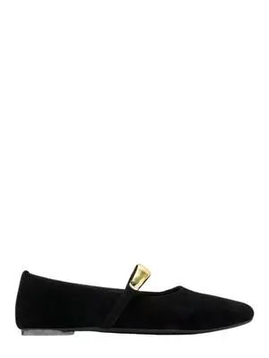 Senso Suede Ballet Flats With Gold-tone Hardware - Black