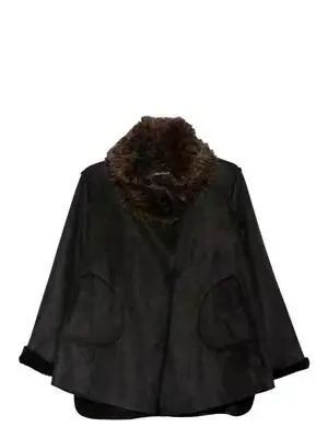 COLLECTION PRIVEE? Faux Fur Collar Coat - Black