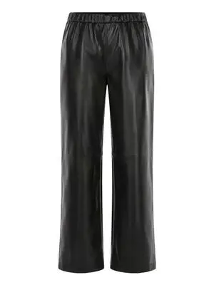 SOLOTRE Elasticated Faux-leather Trousers - Black
