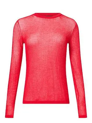 ANINE BING Tiana Sheer-knit Cotton-blend Jumper - Red