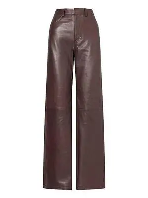 ROTATE BY BIRGER CHRISTENSEN Mid-rise Straight-leg Leather Trousers - Mole