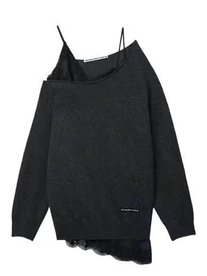 Alexander Wang Asymmetric Neck Long Sleeve Sweater Dress - Grey