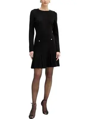 MORGAN Button Embellished Mini Dress - Black