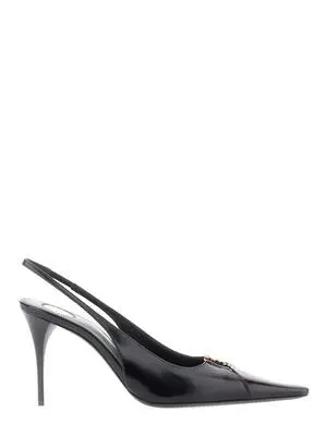 Saint Laurent Babylone Bretuil Slingback Pumps In Smooth Leather - Black