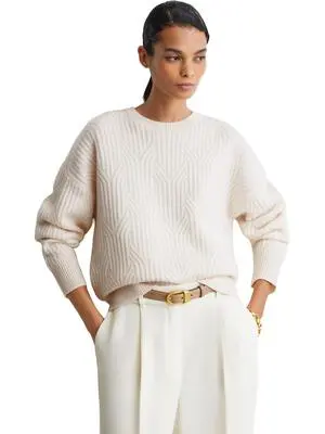 REISS Reiss Wool-Cashmere Geometric Jacquard Knit Jumper