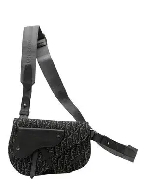 Dior Oblique Canvas Saddle Messenger Bag - Black
