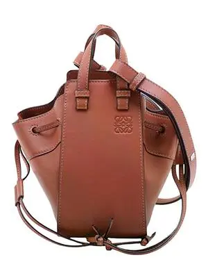 Loewe Mini Leather Drawstring Hammock Bag Satchel - Brown