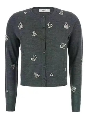 JUCCA Crystal-embellished Wool Cardigan - Grey