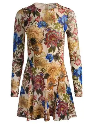Alice + Olivia Delora Floral-print Mesh Mini Dress - Neutrals