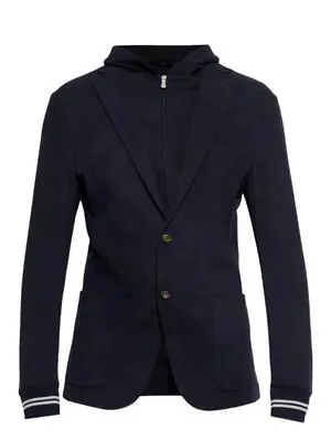 Eleventy Navy Hooded Layered Jacket - Blue