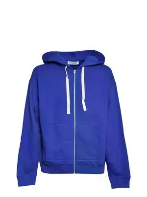 JIL SANDER Jil Sander Zip-Up Drawstring Hoodie Blue