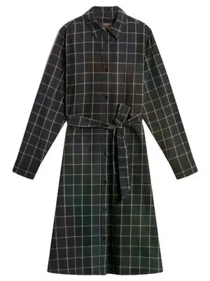 Woolrich Checked Flannel Midi Shirt Dress - Grey