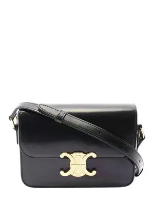 Celine Triomphe Crossbody Bag In Shiny Calfskin - Black