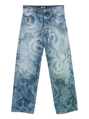 Just Cavalli Animal Print Logo Patch Jeans - Blue
