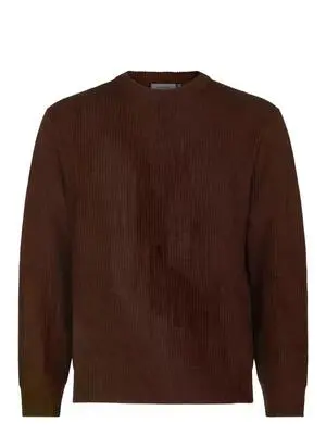 Canali Ribbed Knit Crew Neck Sweater - Brown