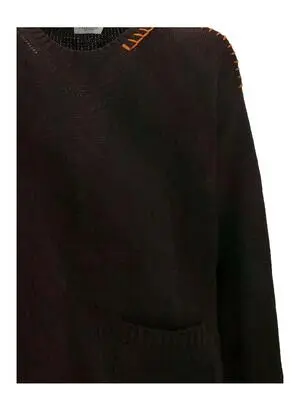 AMISH SUPPLIES AMISH Whipstitch Trim Patch Pocket Sweater Brown