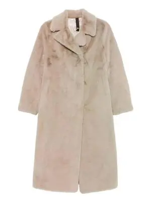 DUNO Belted Shearling-effect Coat - Neutrals