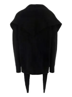 Blumarine Ribbed Knit Sailor Collar Cardigan - Black