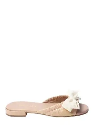 Prada Prada Bow Detail Ruched Sandals Neutrals