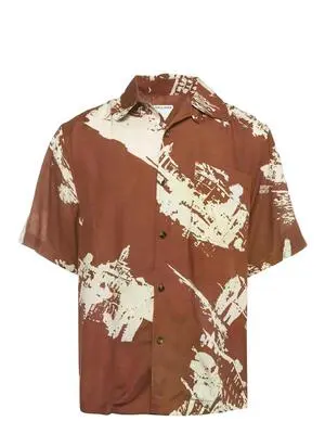 Bottega Veneta Postcard-print Bowling Shirt - Brown