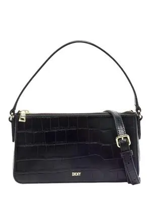 Dkny Croc-embossed Shoulder Bag - Black