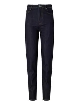 Loewe Anagram Embroidered High-rise Straight-leg Jeans - Blue