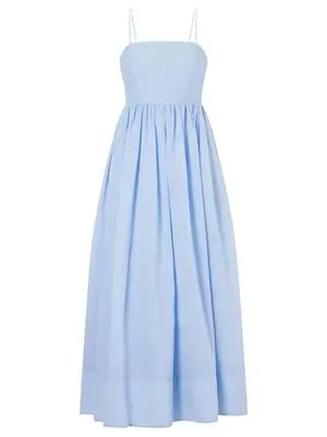 Aje Rosie Cotton And Silk-blend Maxi Dress - Blue