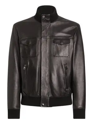 Dolce & Gabbana Lambskin Bomber Jacket - Brown