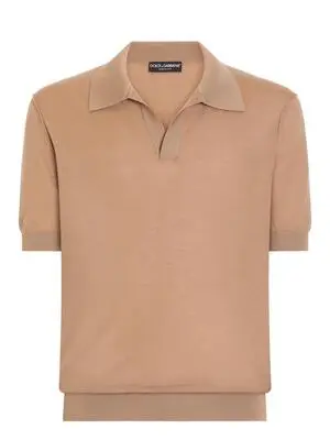 Dolce & Gabbana Cashmere Polo Shirt Sweaters And Cardigans - Beige