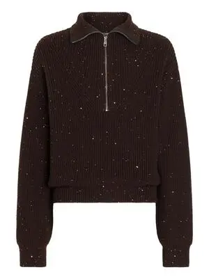 Dolce & Gabbana Wool Turtleneck Pullover With Sequins - Brown